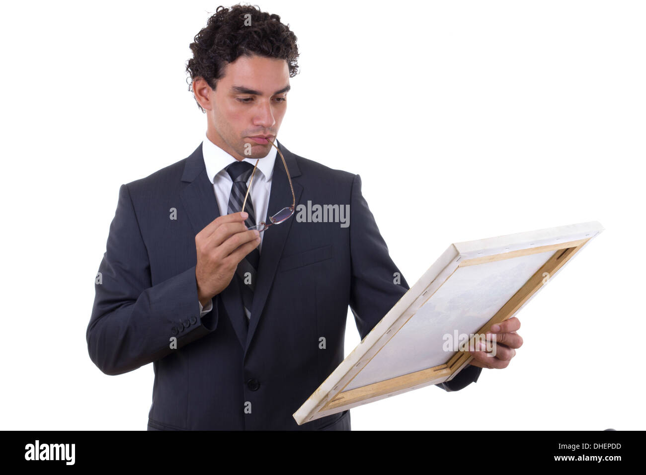 man with glasses doing evaluation of image quality Stock Photo - Alamy