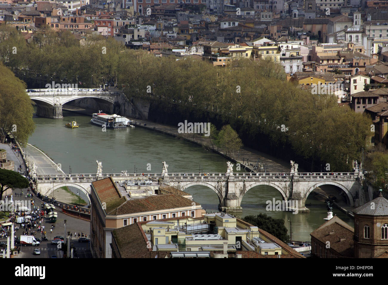 Italy. Rome. Panorama of the city with Tiber river from the dome of ...