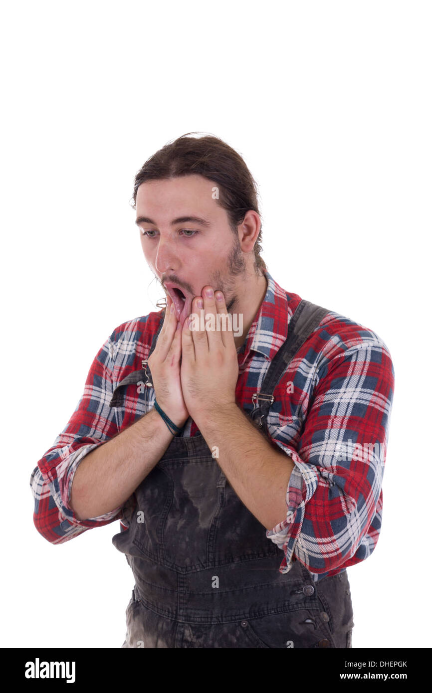 stress expression on face because fatal mistake at work Stock Photo - Alamy