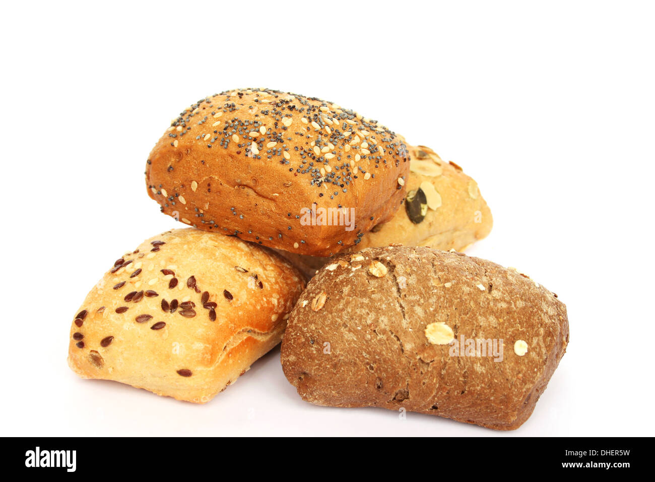 Breads with different seeds isolated on white background Stock Photo ...
