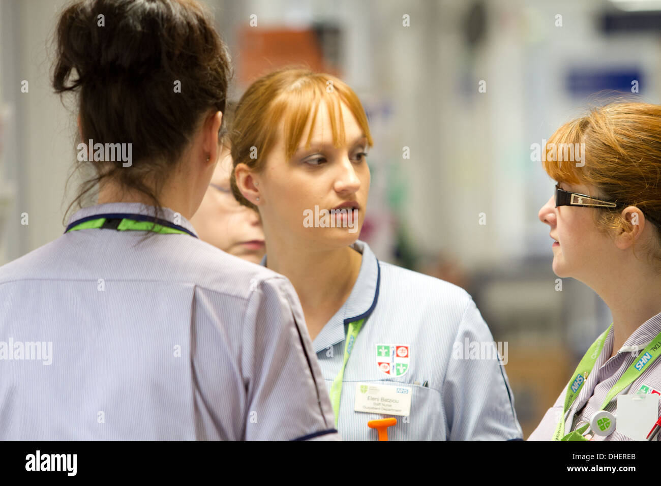 Nurses in discussion on an NHS hospital ward UK Stock Photo - Alamy