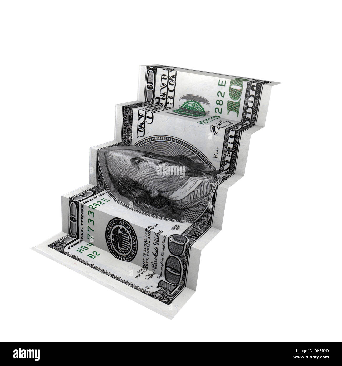 Dollar stairs - money concept computer render Stock Photo - Alamy