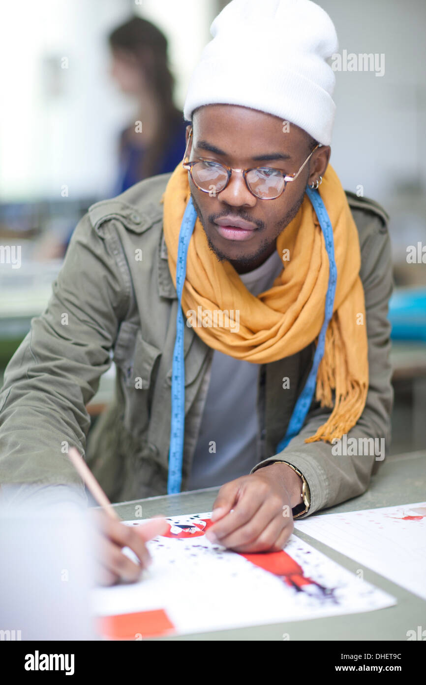 Fashion design student in class Stock Photo - Alamy