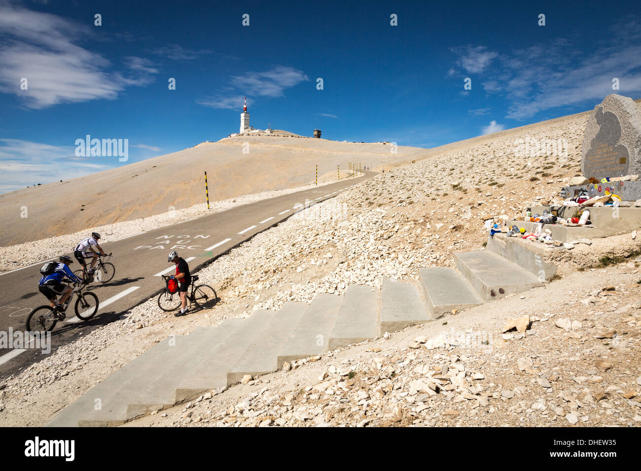 Tom Simpson memorial near the Summit of Mt Ventoux, France Stock Photo ...