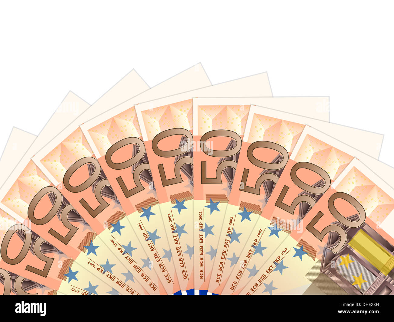 Fifty banknotes on a white background. Vector illustration Stock Photo ...