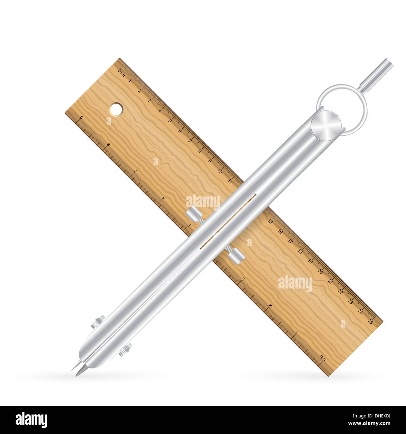 Ruler and drawing compass icon on a white background Stock Photo - Alamy