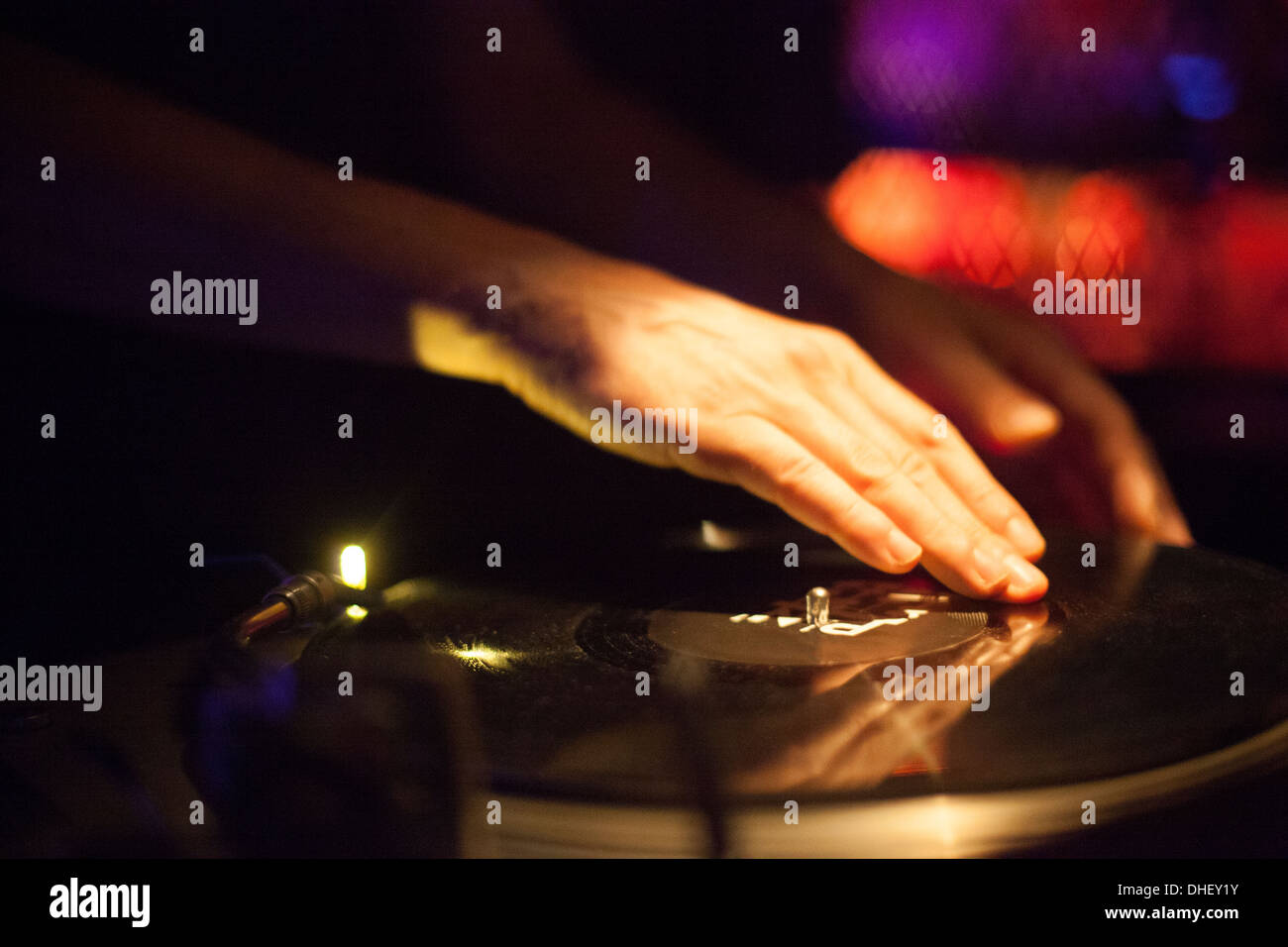 Motion image djs hand playing hi-res stock photography and images - Alamy