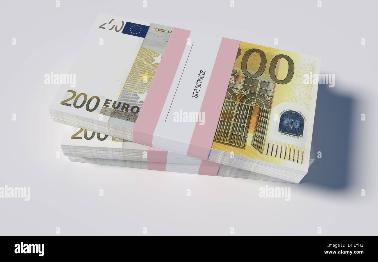 Packets of 200 Euro bills Stock Photo - Alamy