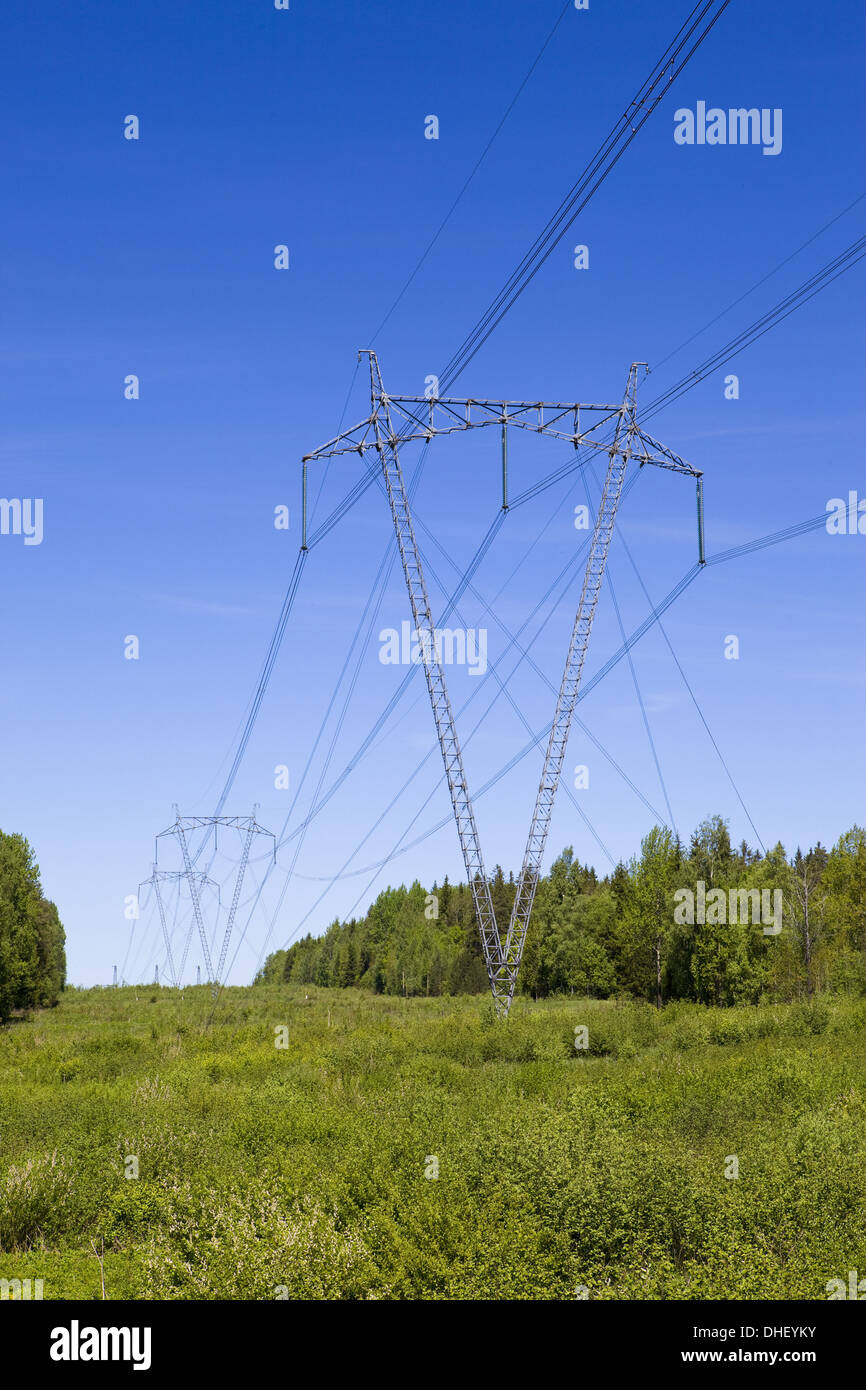 High-voltage line of electricity transmissions Stock Photo - Alamy