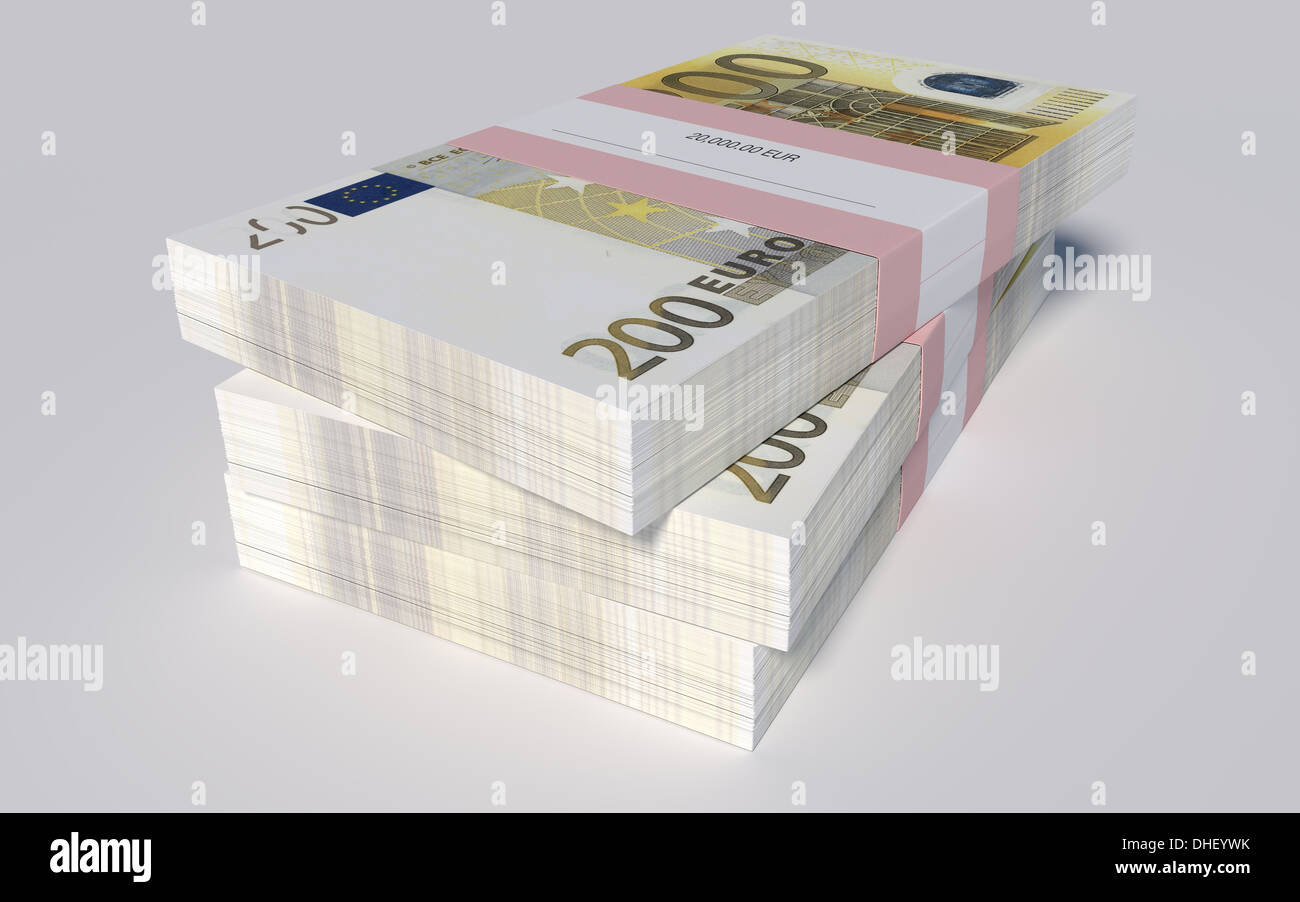 Packets of 200 Euro bills Stock Photo - Alamy