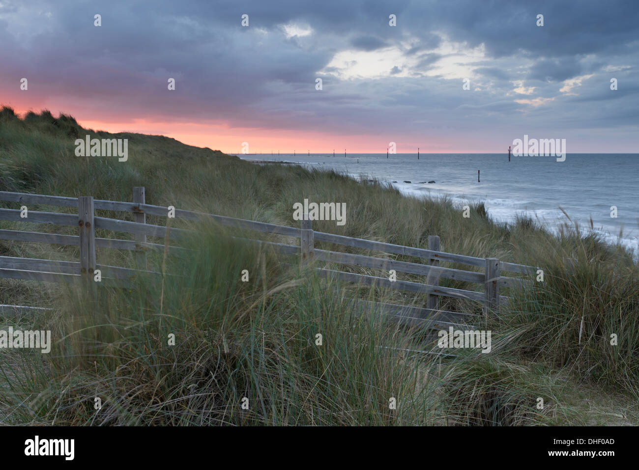 A view of the beach and sand dunes at Waxham, Norfolk, England Stock ...