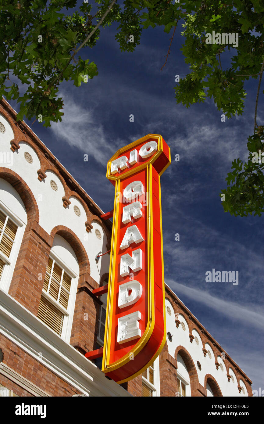 Neon sign, Rio Grande Theater, Las Cruces, New Mexico USA Stock Photo ...