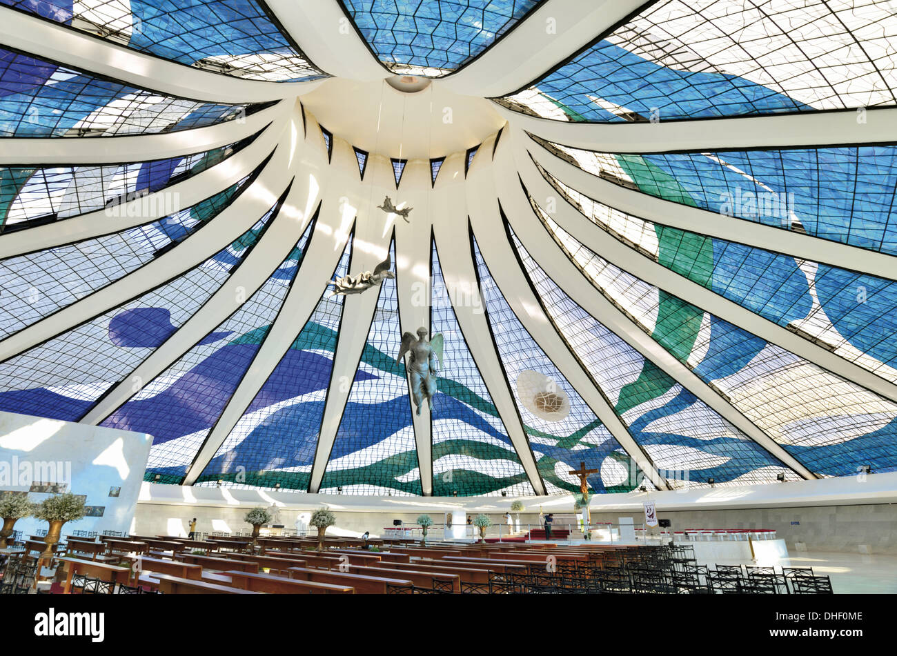 Brazil, Brasilia, inside view, cathedral, Catedral Metropolitana Stock ...