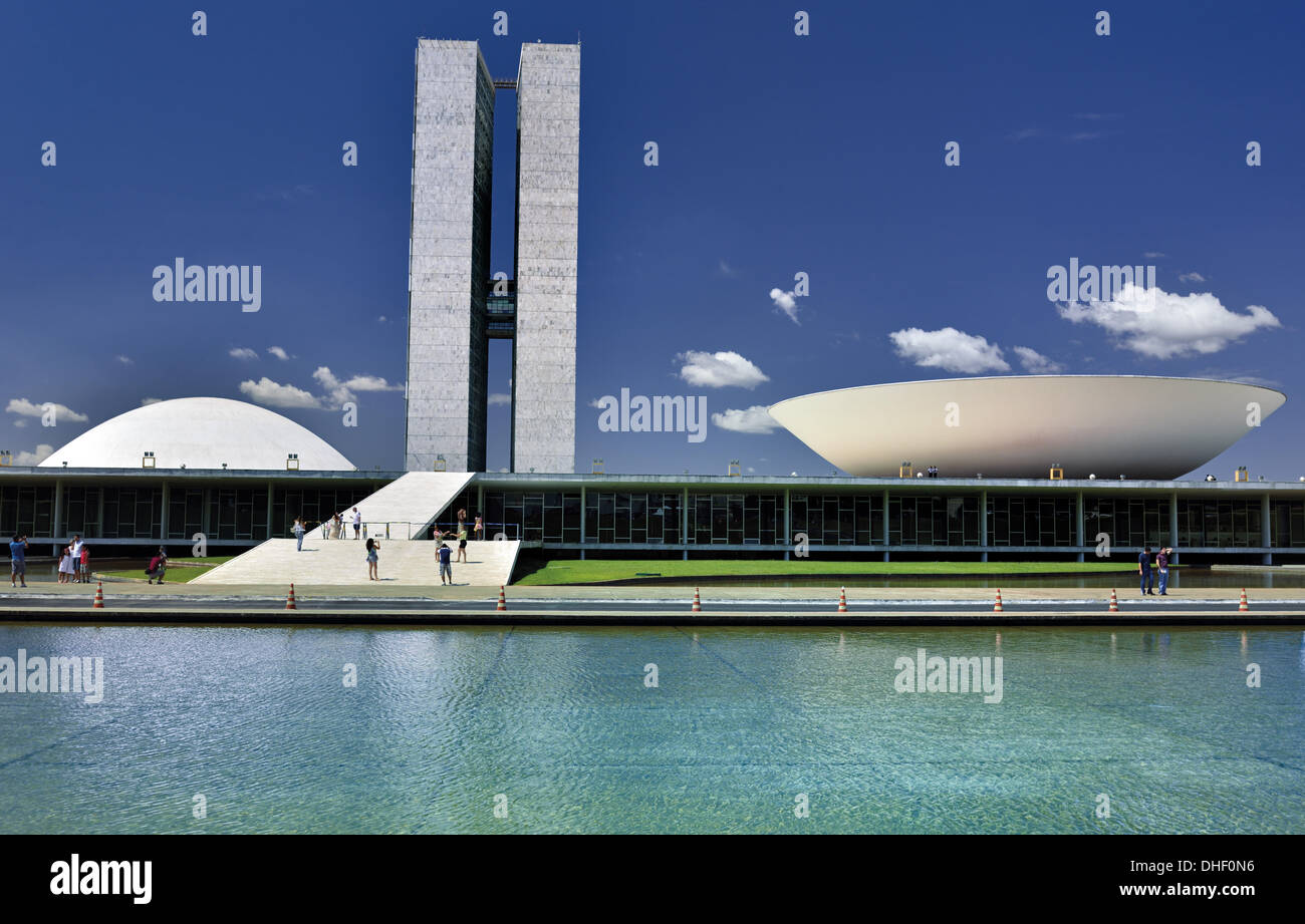 Brazil, Brasilia, National Congress, building, Oscar Niemeyer ...