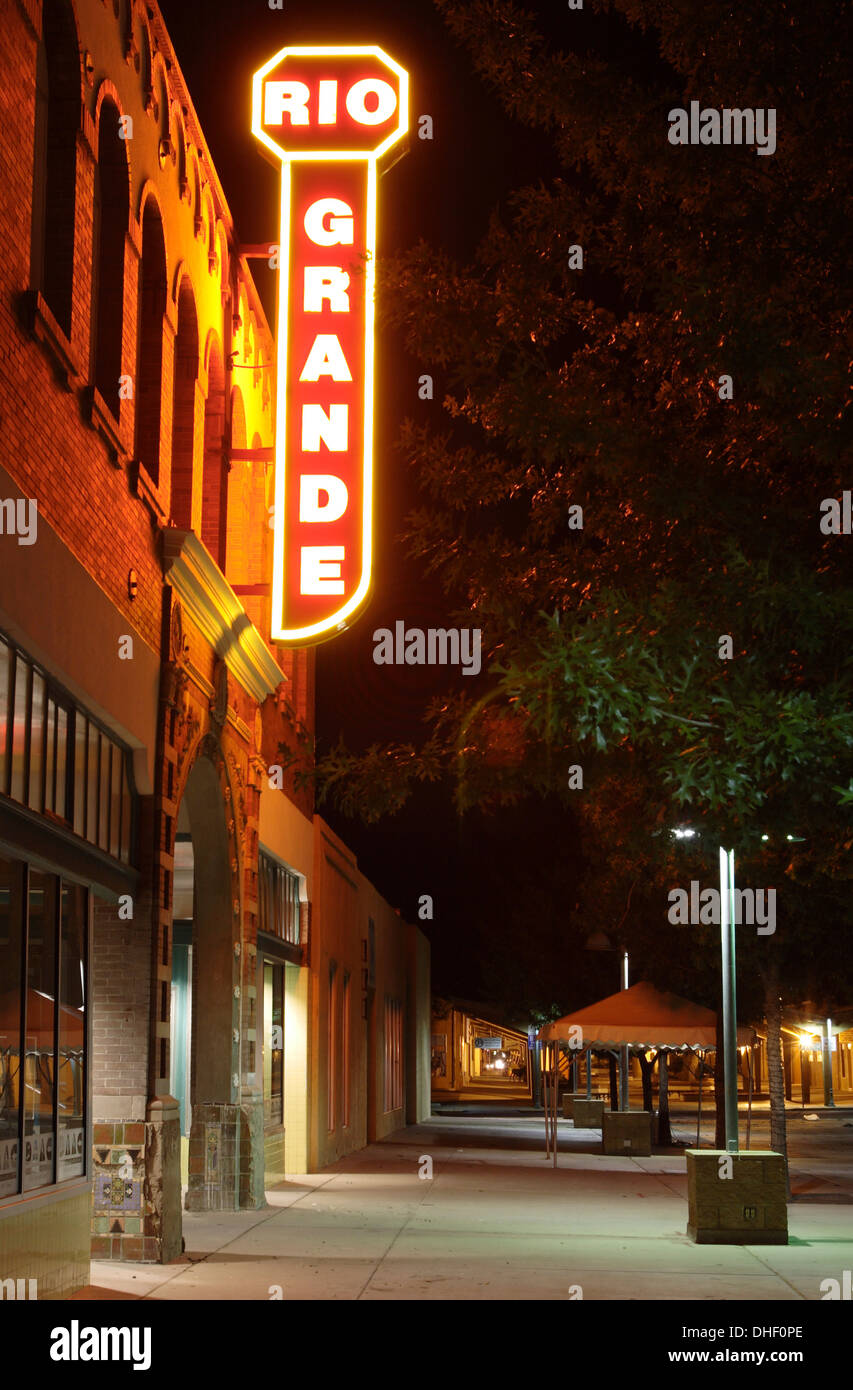 Neon sign, Rio Grande Theater, Las Cruces, New Mexico USA Stock Photo ...