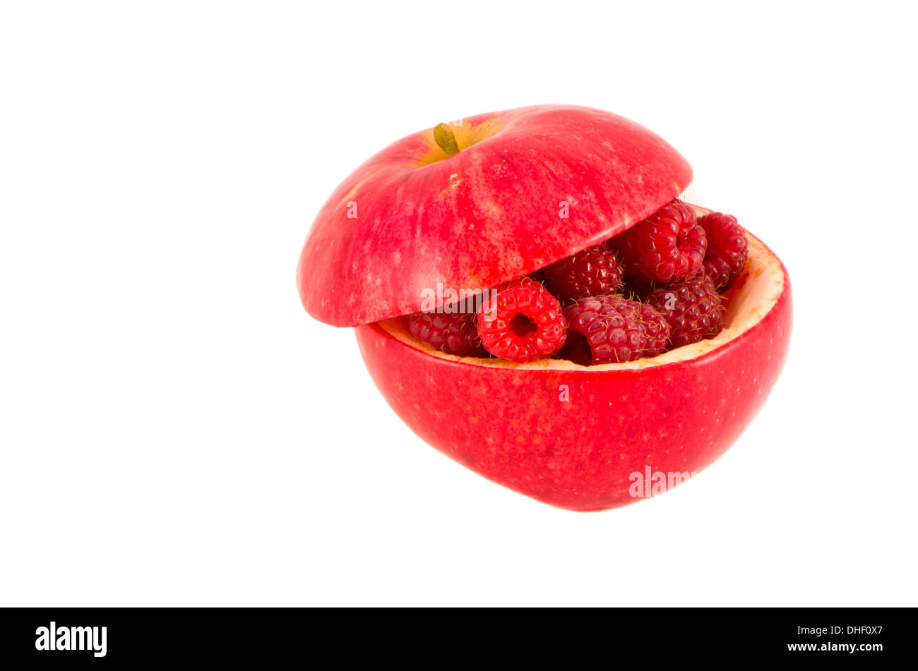 apple and raspberry isolated on white. healthy food concept Stock Photo ...