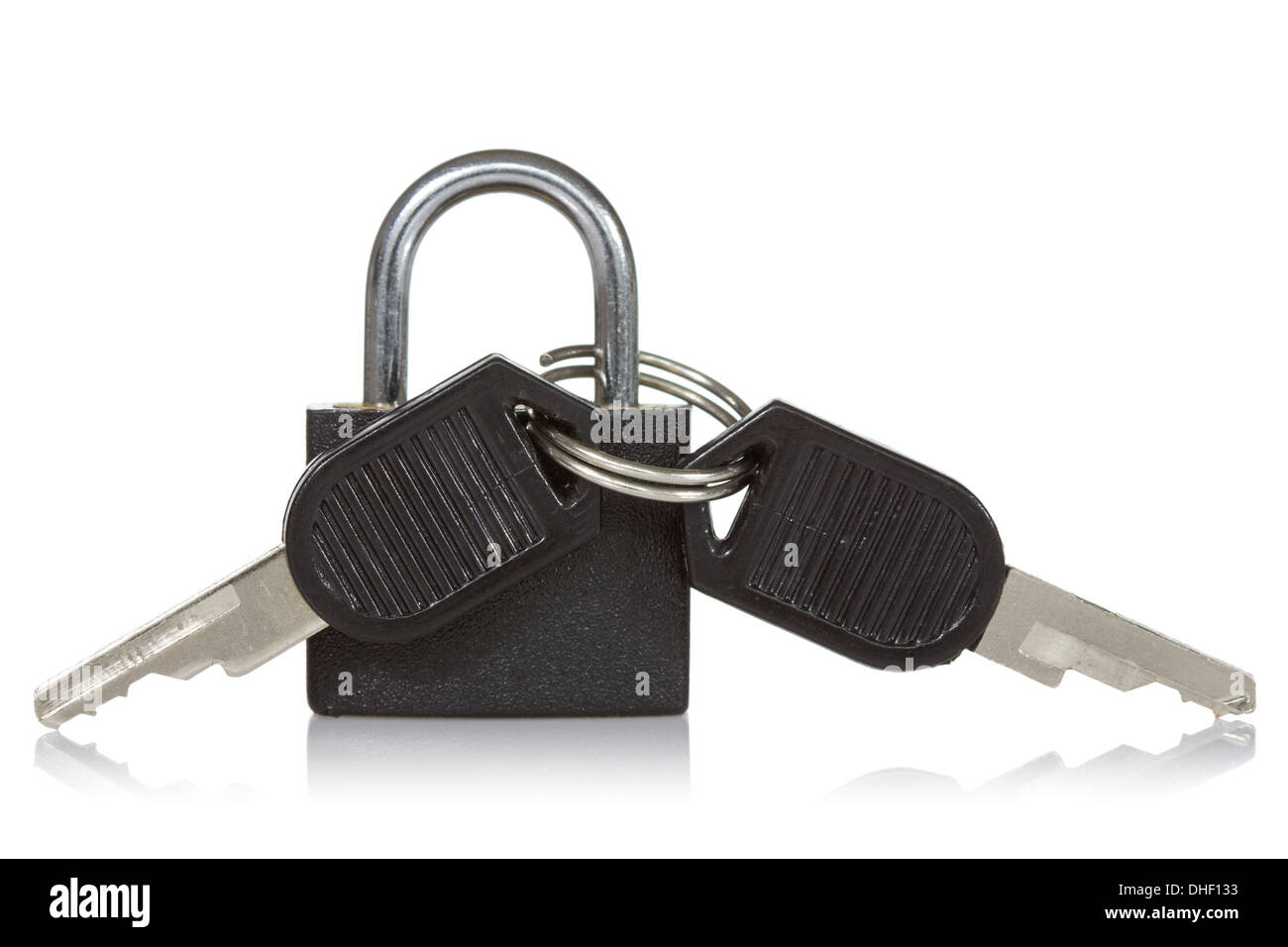 Black padlock with a keys, isolated on white background Stock Photo - Alamy