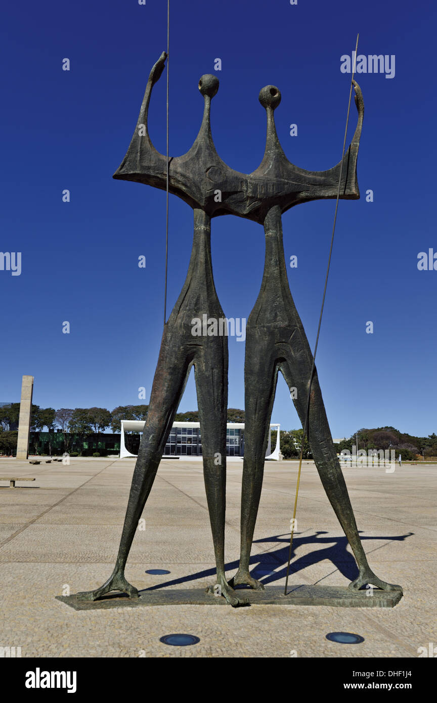 Brazil, Brasilia, Os Candangos, monument, sculptures, statue ...