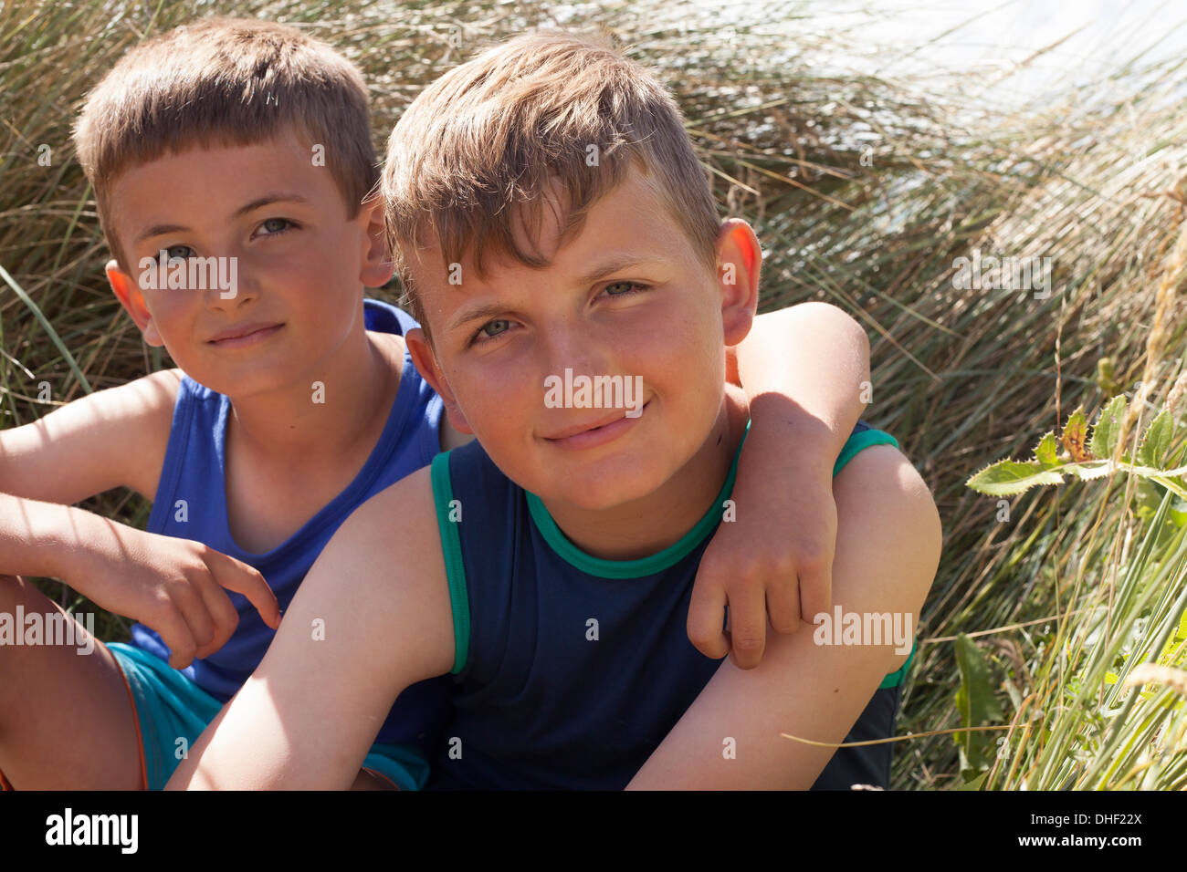 Portrait of two brothers, Wales, UK Stock Photo - Alamy