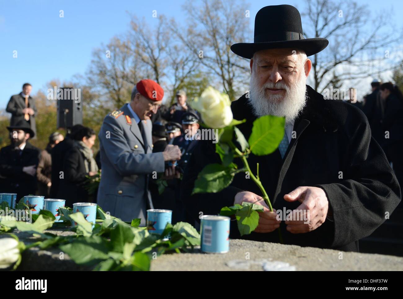Berlin, Germany. 08th Nov, 2013. Rabbi Chaim Rozwaski lays down a ...