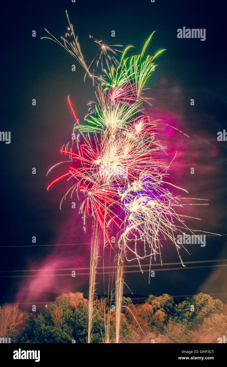 fireworks display in Rudry Village Hall near Caerphilly South Wales ...