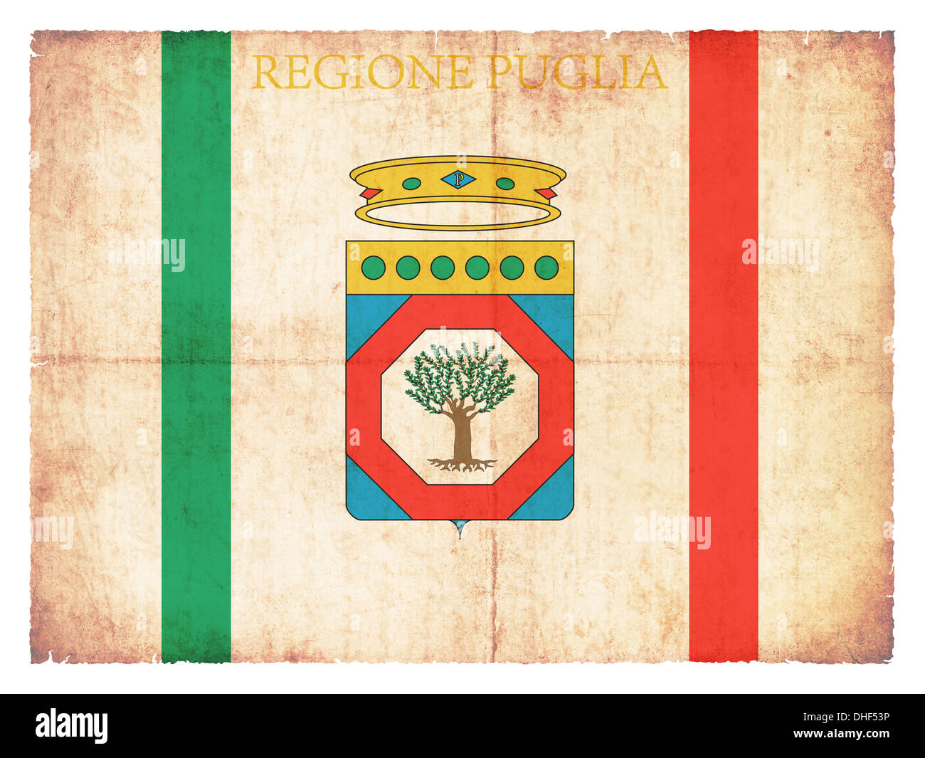 Flag of the italien region Apulia created in grunge style Stock Photo ...
