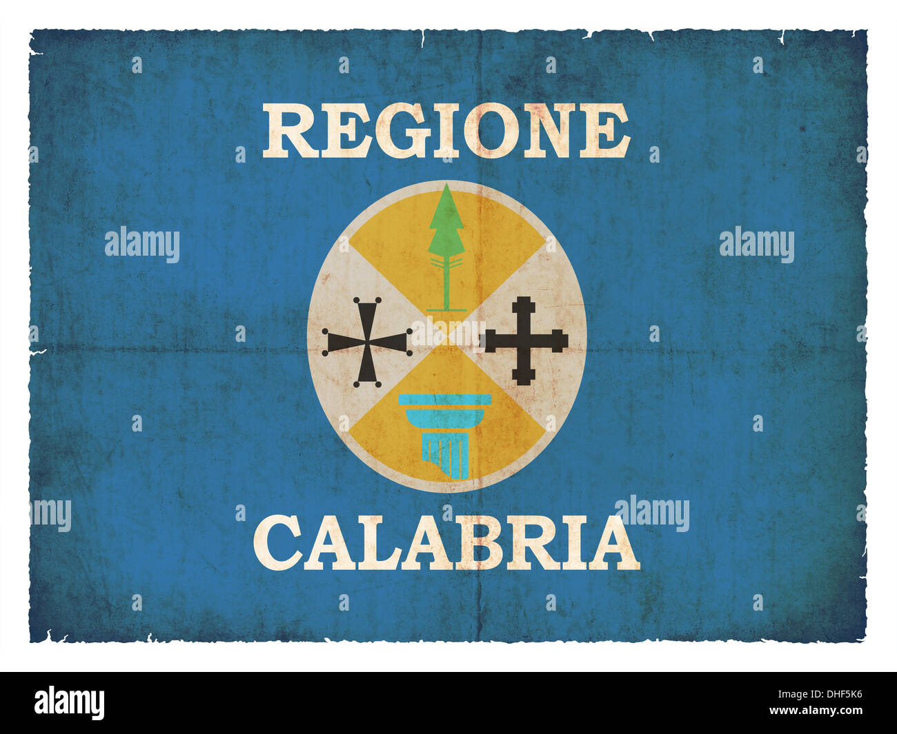 Flag of the italien region Calabria created in grunge style Stock Photo ...
