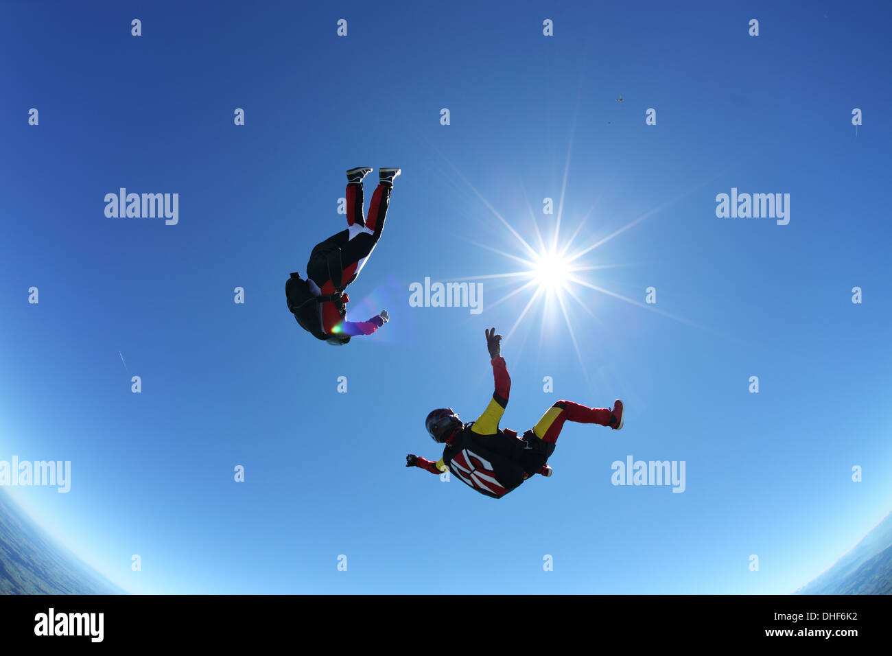 Two skydivers aerial view hi-res stock photography and images - Alamy