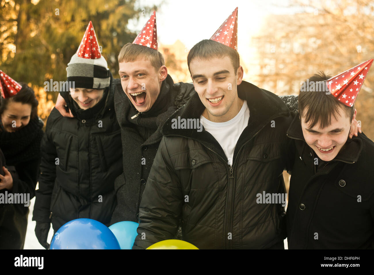 People wearing party hats hi-res stock photography and images - Alamy