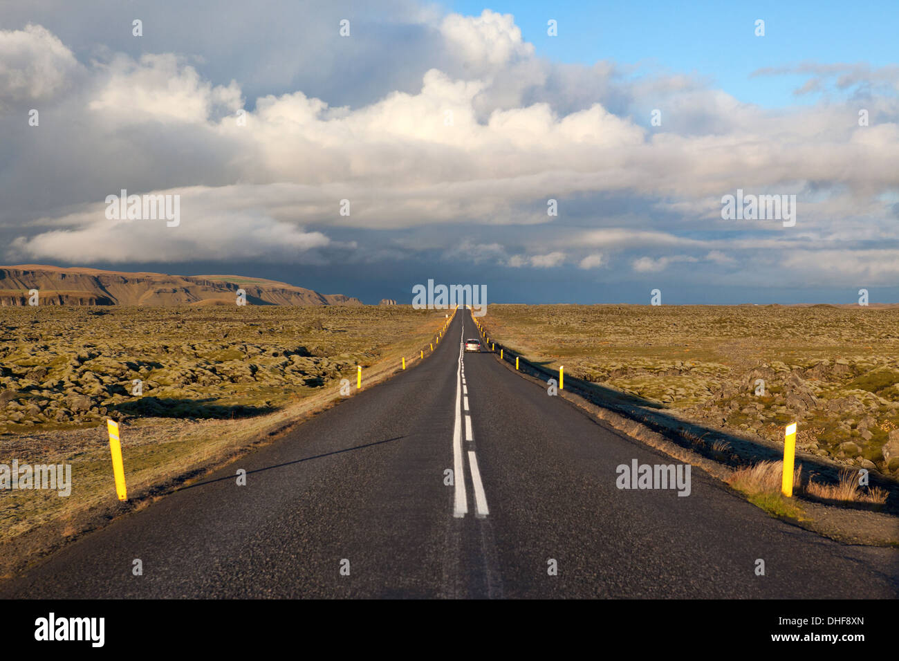 long straight street in Iceland Stock Photo - Alamy