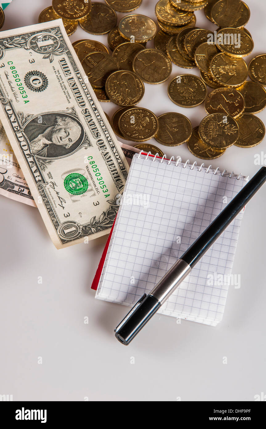 Business stuff with coins Stock Photo - Alamy