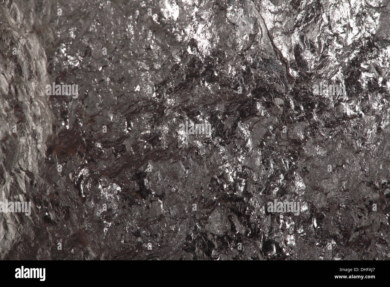 Black hard bituminous coal, carbon nugget closeup macro texture ...