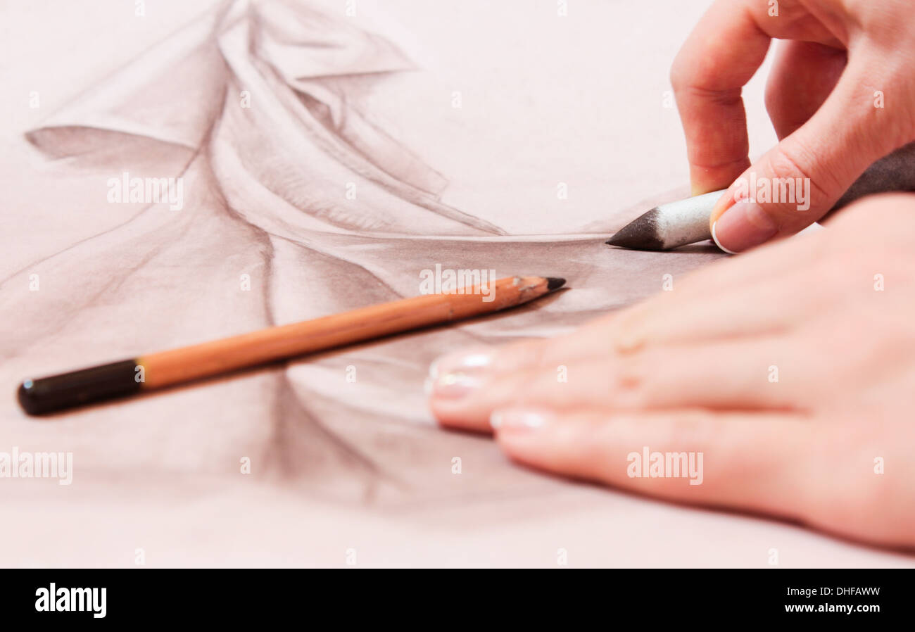 pencil, paper, hands, sepia, picture Stock Photo - Alamy