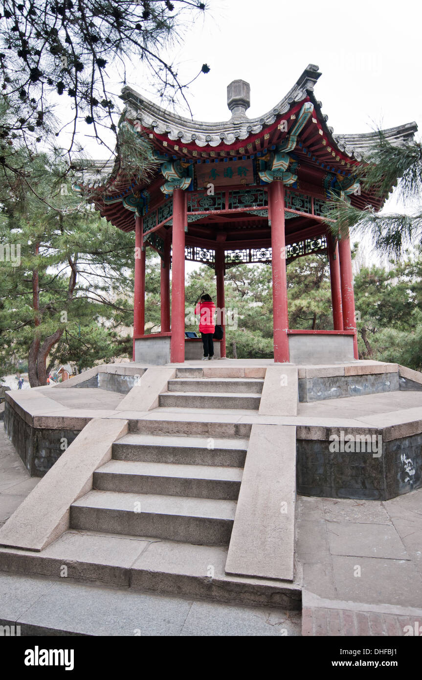 Small wooden pavilion in Zizhuyuan Park commonly known as Purple or ...