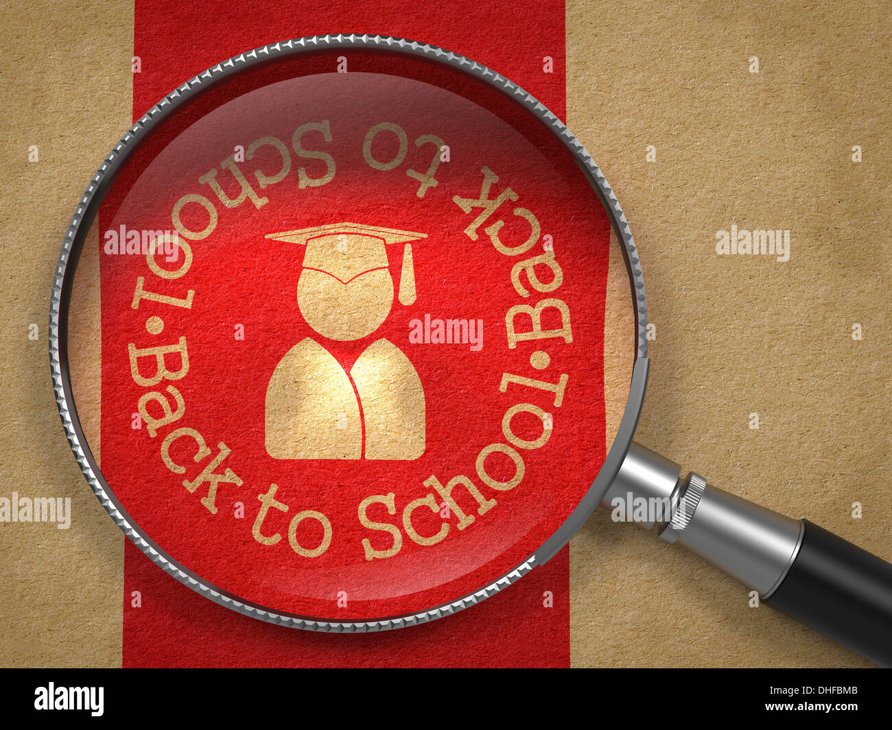 Magnifying Glass with Back to School Icon Stock Photo - Alamy