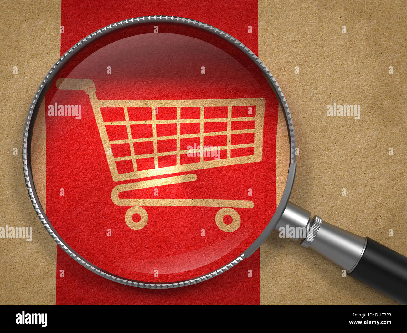 Magnifying Glass with Shopping Cart Icon Stock Photo - Alamy