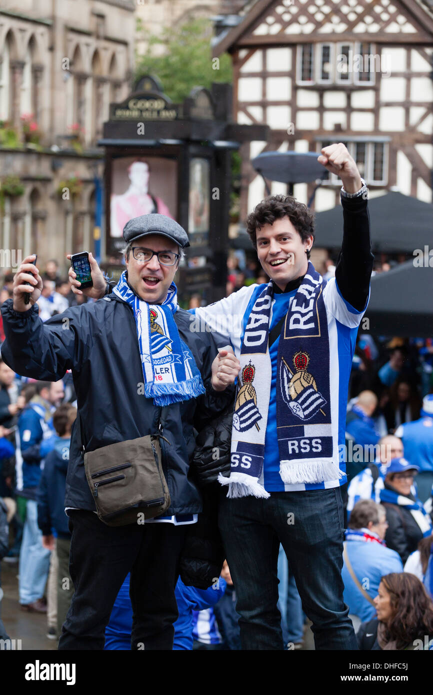 Fans of Real Sociedad in Manchester City Centre before their teams ...
