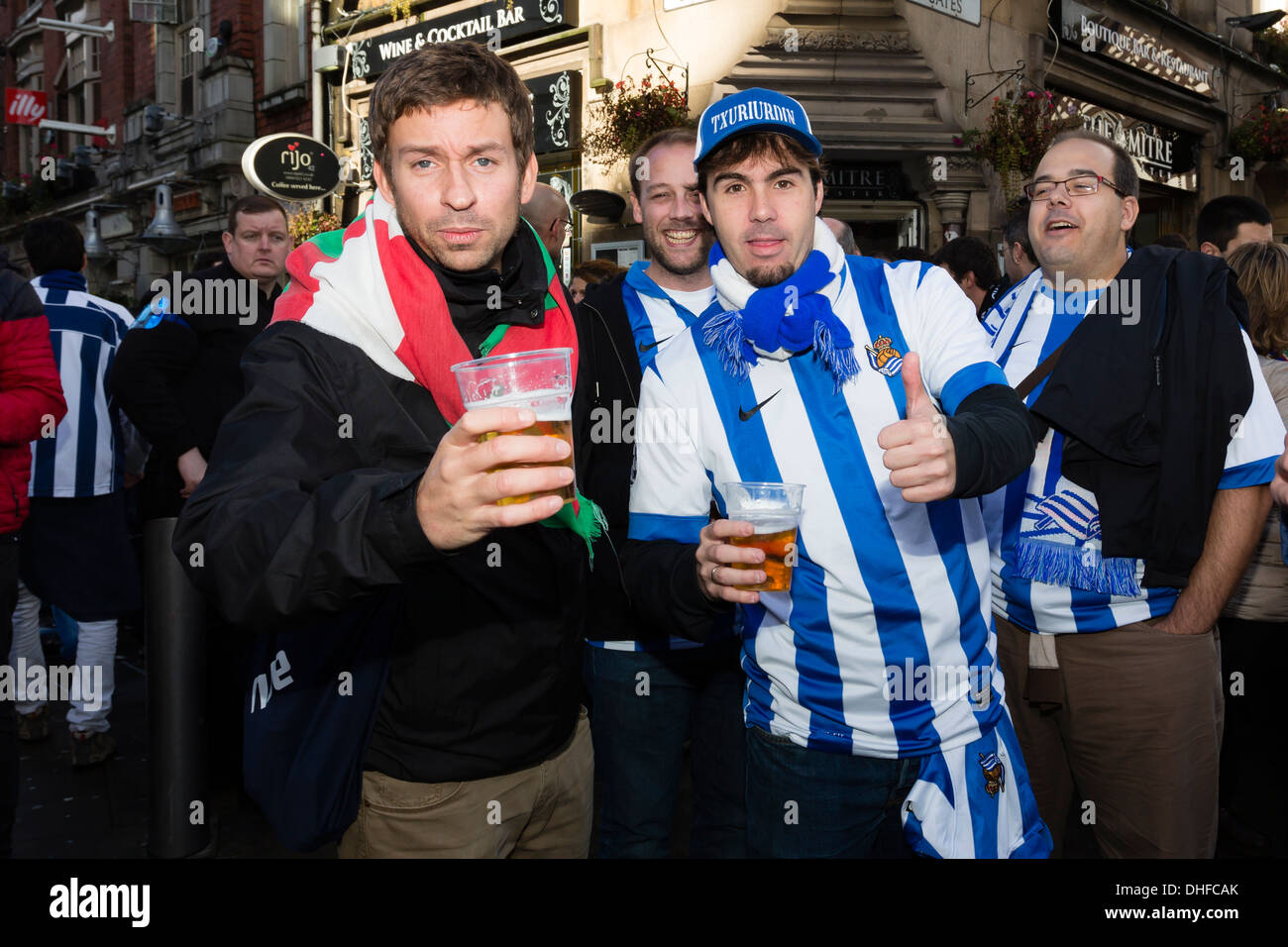 Fans of Real Sociedad in Manchester City Centre before their teams ...