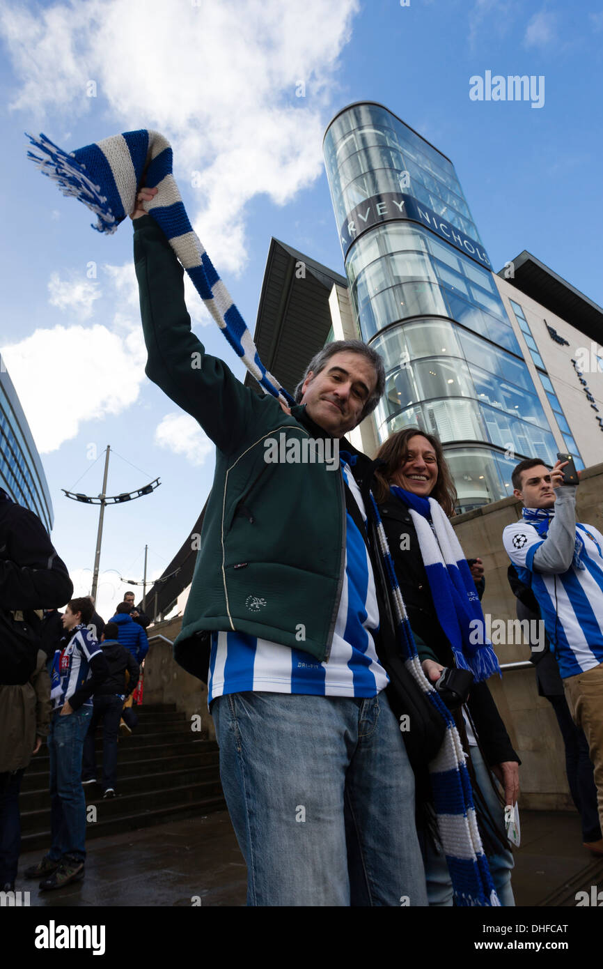 Fans of Real Sociedad in Manchester City Centre before their teams ...