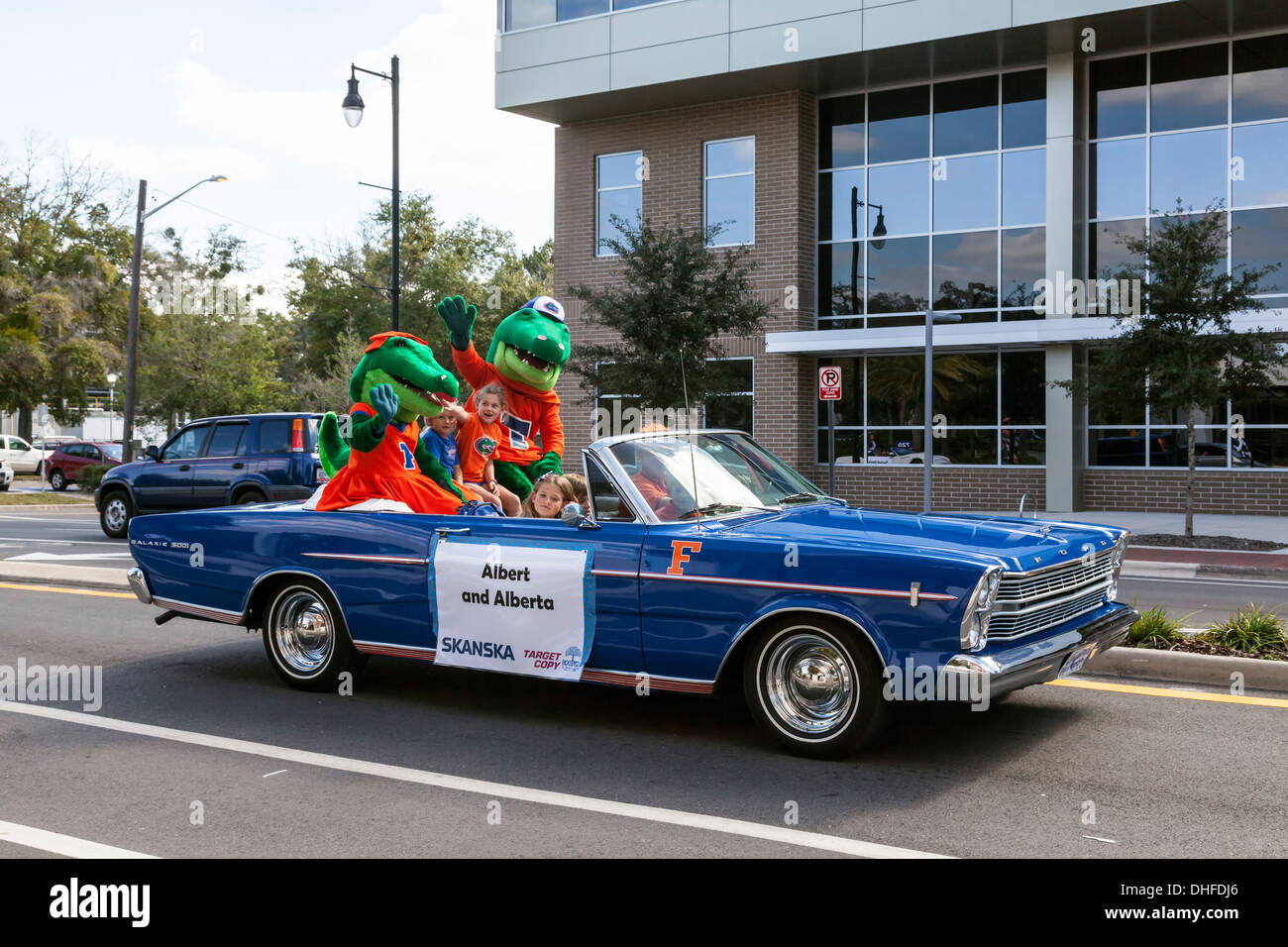 Albert and Alberta, the UF Gators mascots riding with children in the ...