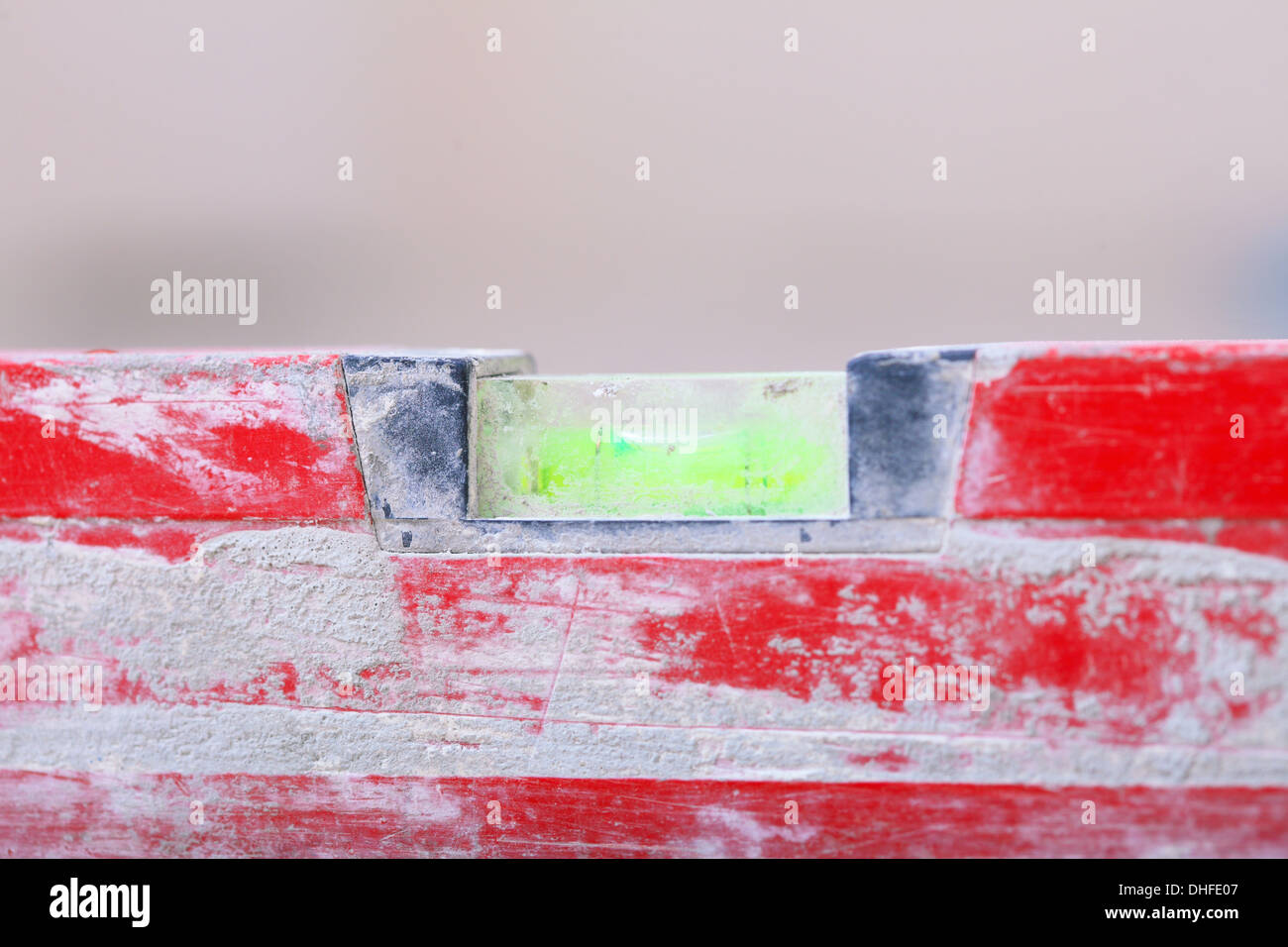 Close up red balance spirit building level in construction site Stock ...