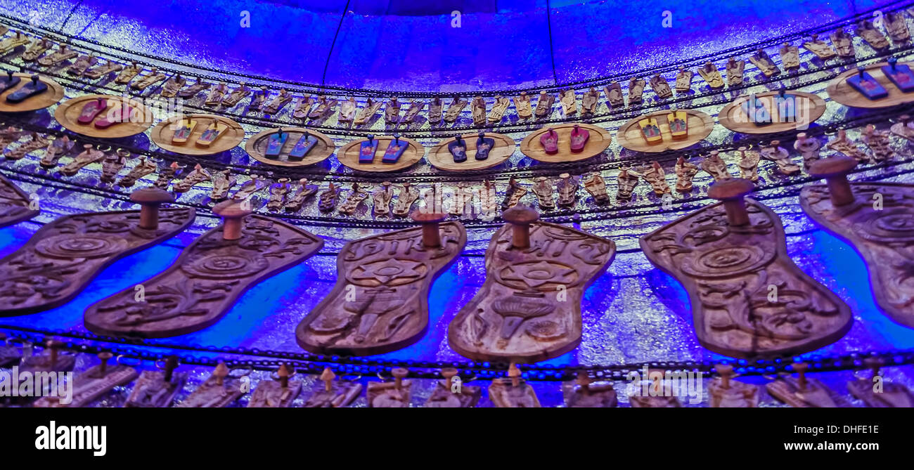 Decoration inside a pandal, temporary structure, Durga Worship Festival ...