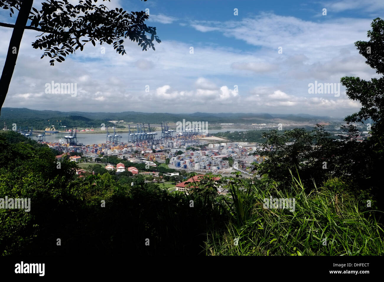 Pacific entrance to canal as seen from Ancon Hill Panama city Republic ...