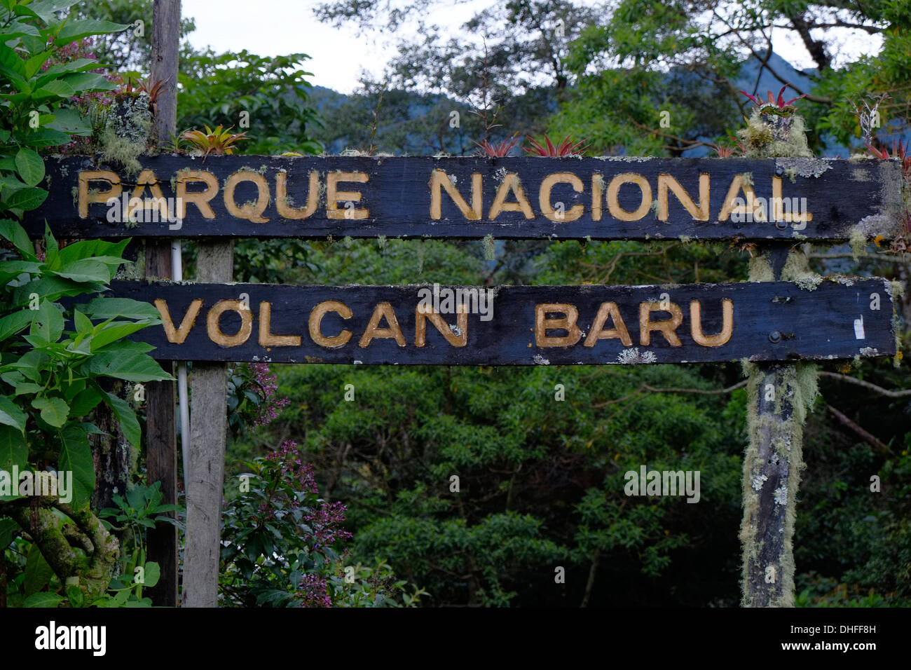 Entrance to national park Volcan Baru in western Chiriqui Province ...