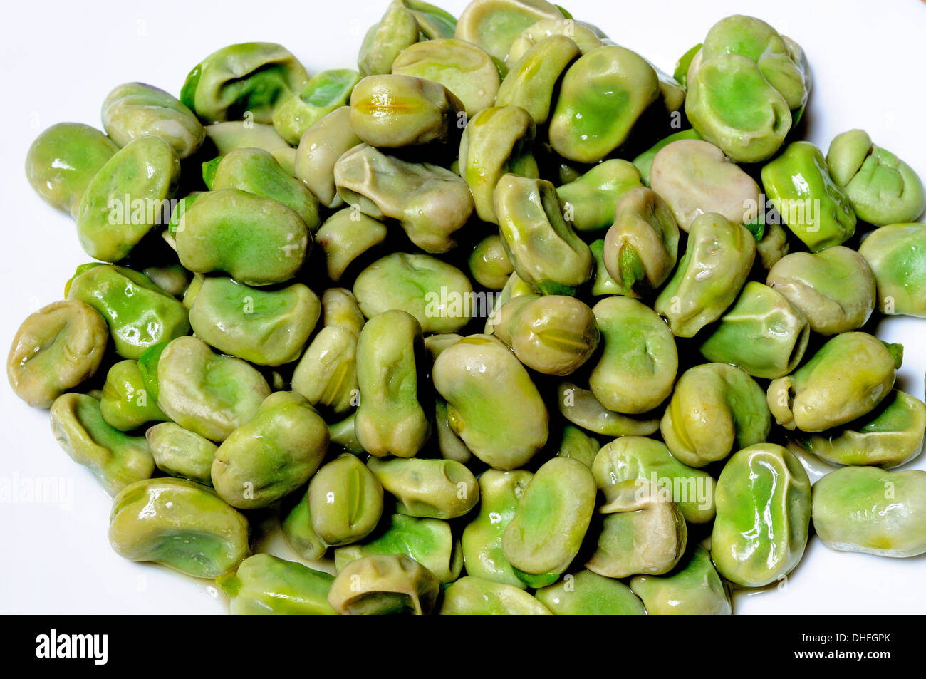 Tapas - Broad beans in olive oil, Andalusia, Spain, Western Europe ...