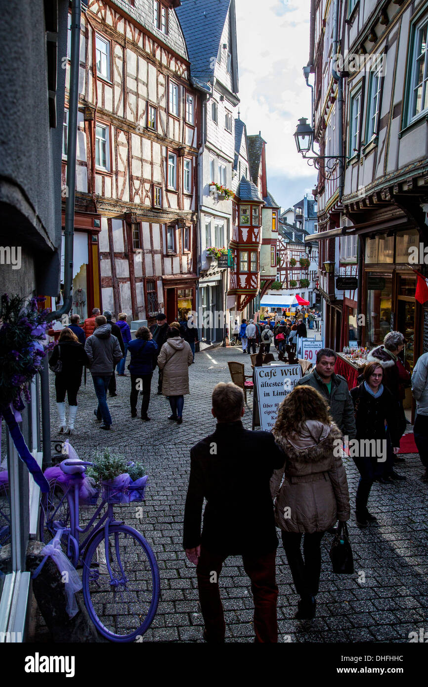 Old town, historic district, half-timbered houses, City of Limburg, at ...