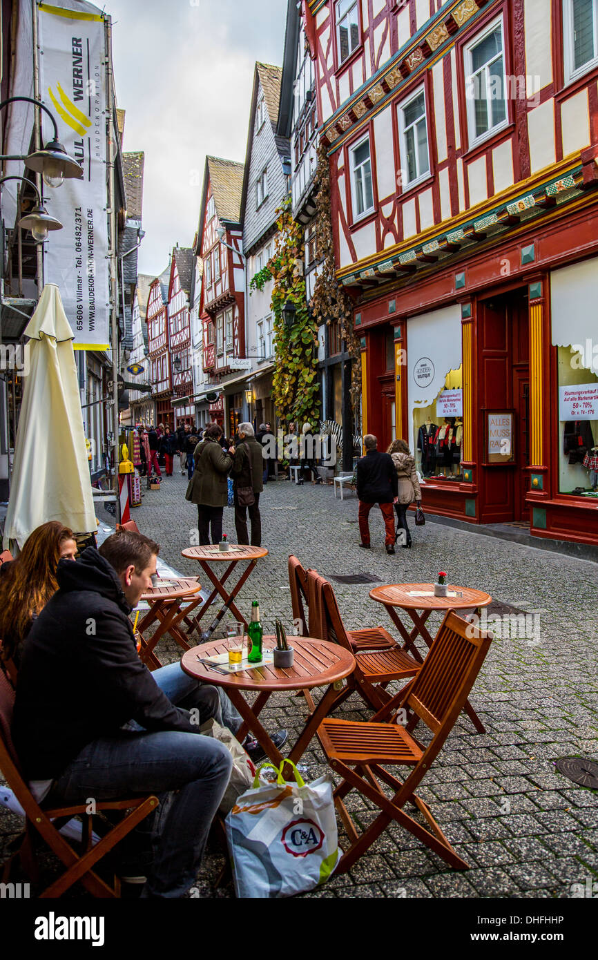 Old town, historic district, half-timbered houses, City of Limburg, at ...