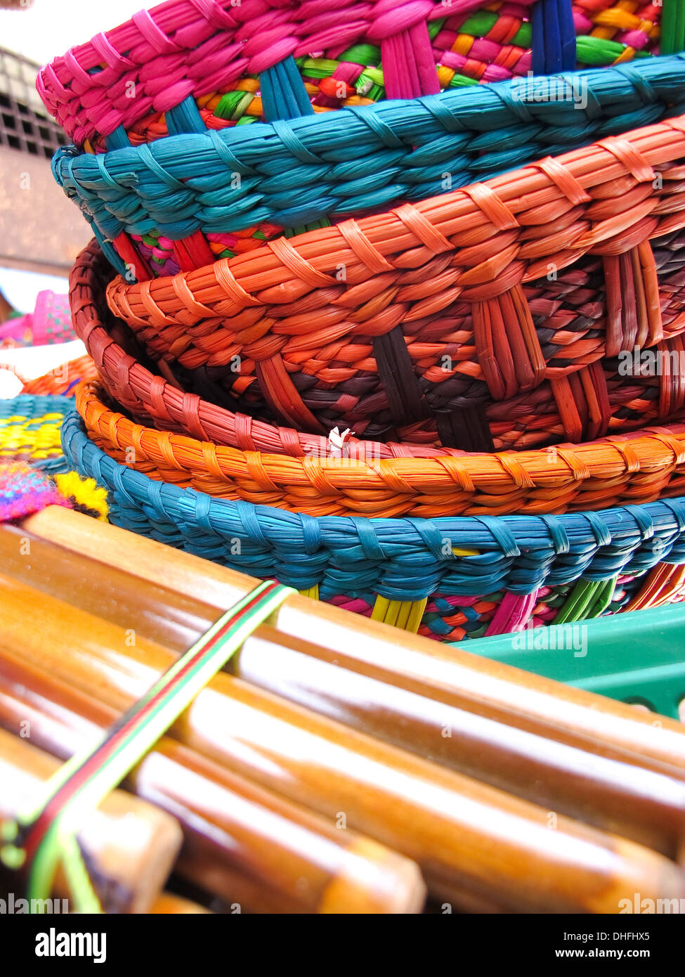 Andean flutes in a traditional product market. Chile Stock Photo - Alamy