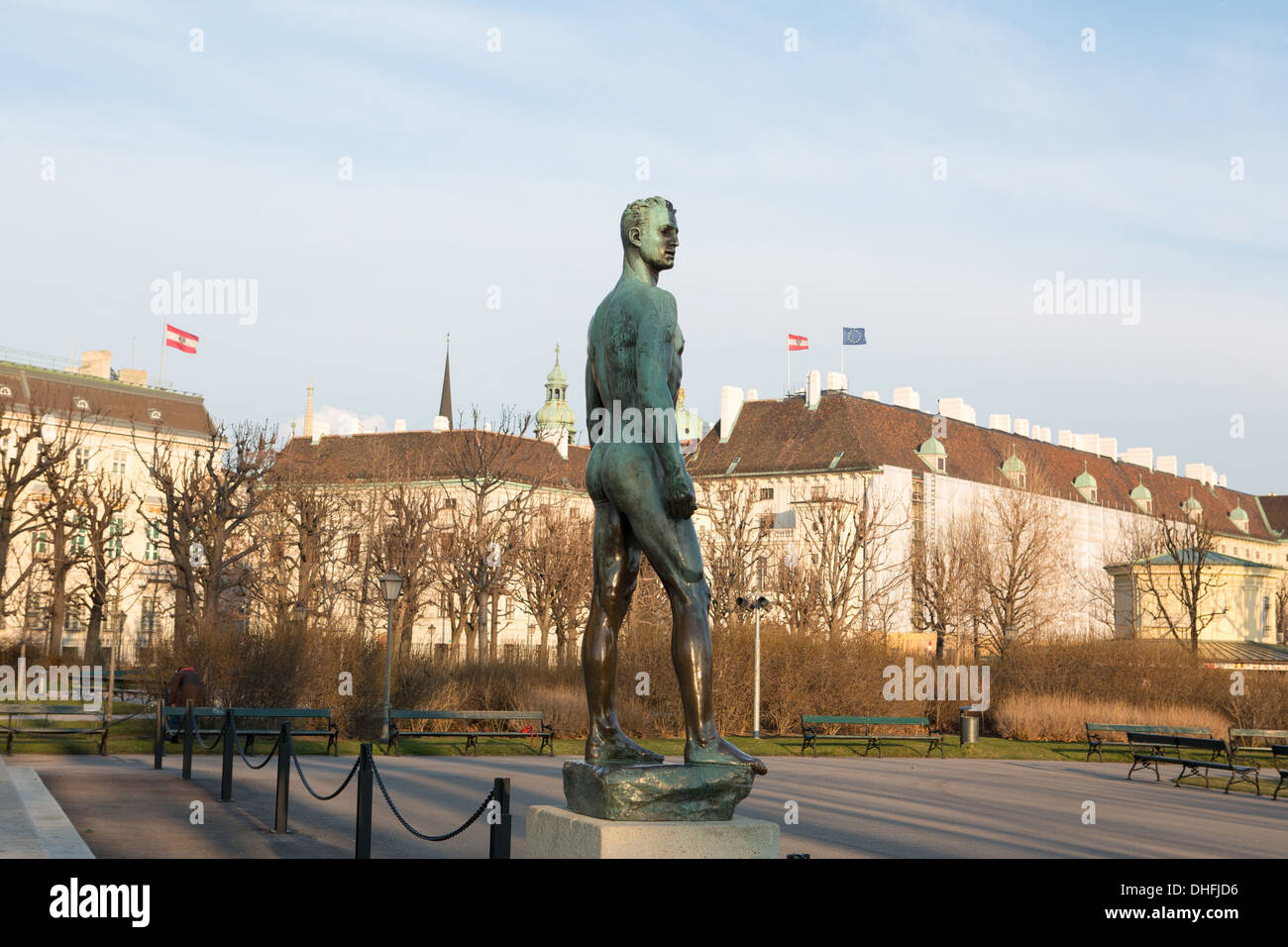 Statue in a park in Vienna, Austria at winter Stock Photo - Alamy