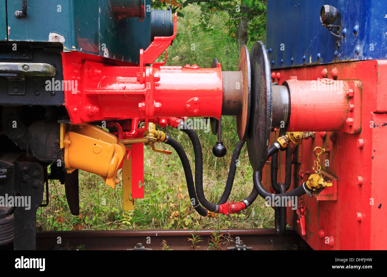 Buffers between engine and carriage on the Royal Deeside Railway at ...